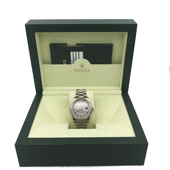 Rolex Pre-owned Rolex Day-Date II Automatic Chronometer Diamond Silver ...