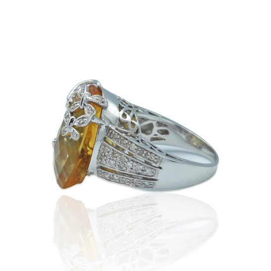 Estate Jewelry Pre-Owned 14K White Gold Citrine & Diamond Ring 63861 ...