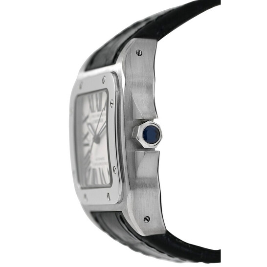 Cartier Pre-owned Cartier Santos 100 Silvered Opaline Dial Unisex Watch ...