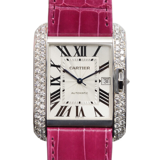 Cartier Pre-owned Cartier Tank Anglaise Silvered Flinque Dial Men's ...
