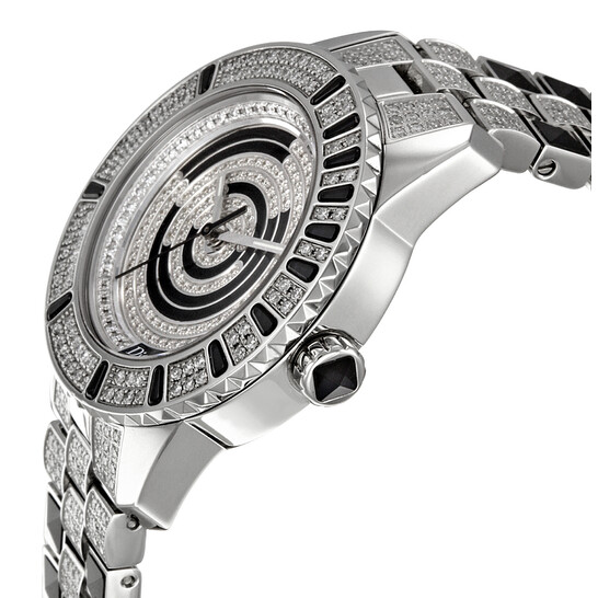Dior Pre-owned Dior Christal Diamond Black and Diamond Covered Dial ...