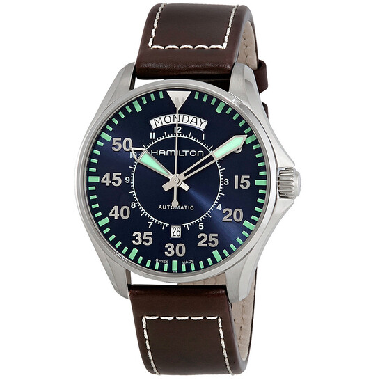 Hamilton Pre-owned Hamilton Khaki Aviation Automatic Blue Dial Men's ...