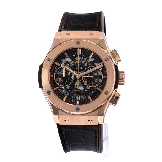 Hublot Pre-owned Hublot Classic Fusion Chronograph Black Skeleton Dial Men's Watch 525.OX.0180 ...