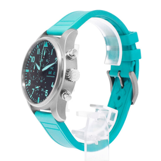 IWC Pre-owned IWC Pilot Chronograph Black and Turquoise Dial Men's ...