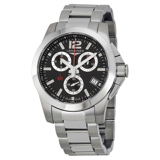 Longines Pre Owned Longines Conquest Chronograph Black Dial Men S Watch