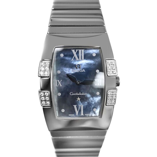 Omega Pre-owned Omega Constellation Quadrella Quartz Diamond Blue Dial ...