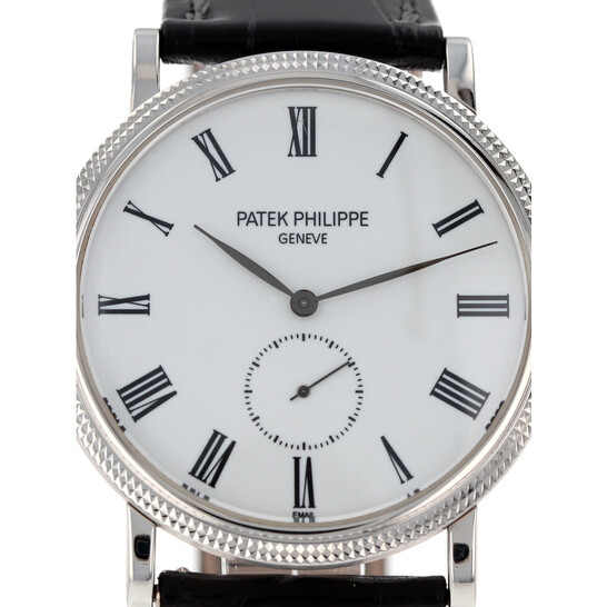 Patek Philippe Pre-owned Patek Philippe Calatrava Hand Wind White Dial Unisex Watch 5116G ...
