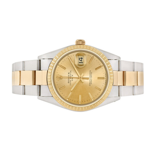Rolex Pre-owned Rolex Date Automatic Chronometer Champagne Dial Men's ...