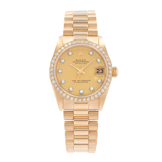 Rolex Pre-owned Rolex Datejust 31 Automatic Diamond Champagne Dial Men ...