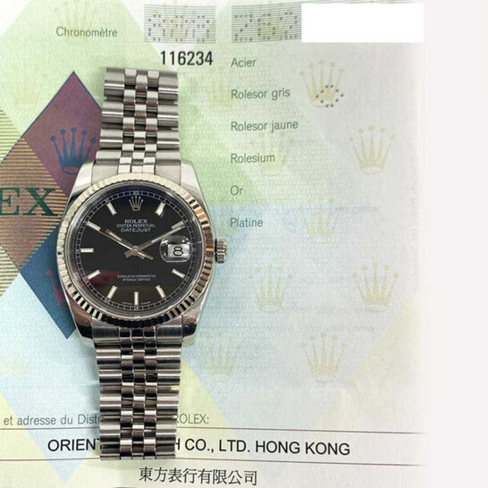 Rolex Pre-owned Rolex Datejust Automatic Chronometer Black Dial Men's ...