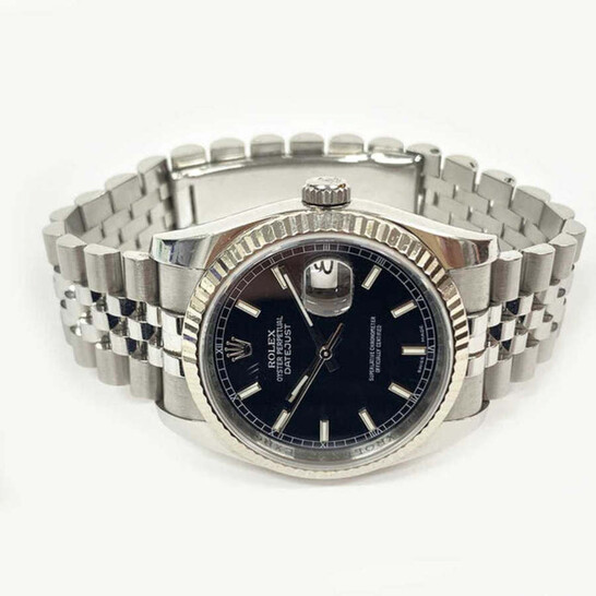 Rolex Pre-owned Rolex Datejust Automatic Chronometer Black Dial Men's ...