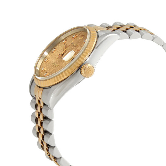 Rolex Pre-owned Rolex Datejust Automatic Diamond Champagne Dial Men's ...