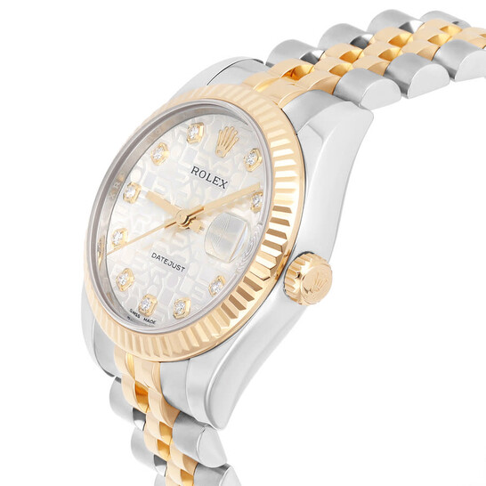 Rolex Pre-owned Rolex Datejust Automatic Diamond Silver Dial Ladies ...