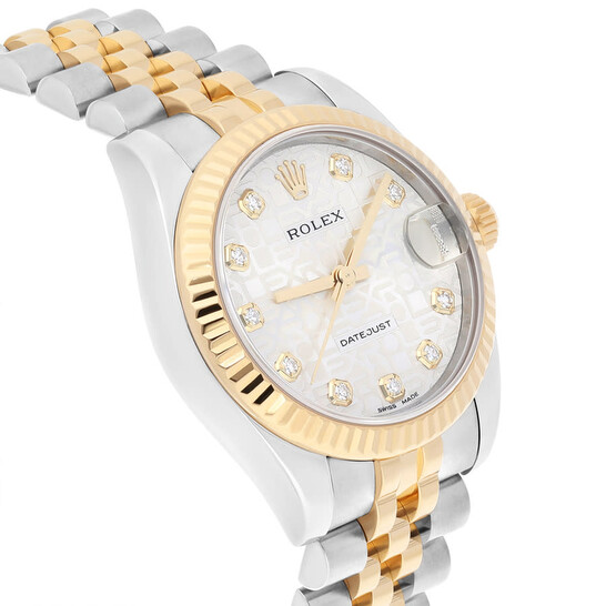 Rolex Pre-owned Rolex Datejust Automatic Diamond Silver Dial Ladies ...