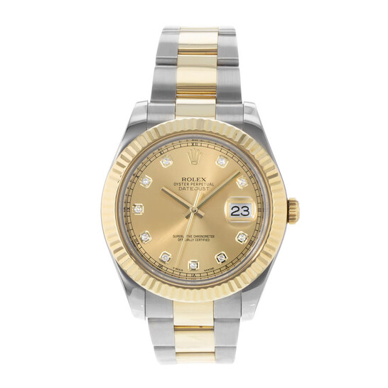 Rolex Pre-owned Rolex Datejust II Automatic Chronometer Diamond Champagne Dial Men's Watch ...