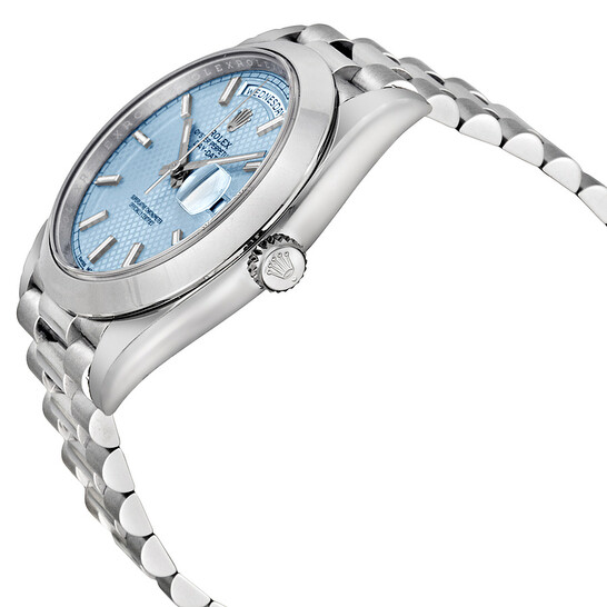 Rolex Pre-owned Rolex Day-Date Ice Blue Diagonal Motif Dial Men's Watch ...