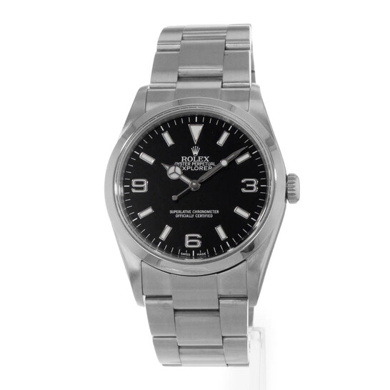 Rolex Pre-owned Rolex Explorer 36 Automatic Chronometer Black Dial Men ...