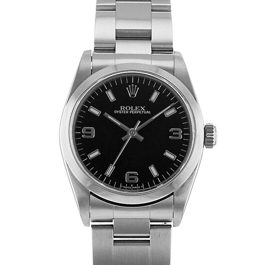 Rolex Pre-owned Rolex Oyster Perpetual Automatic Chronometer Black Dial ...