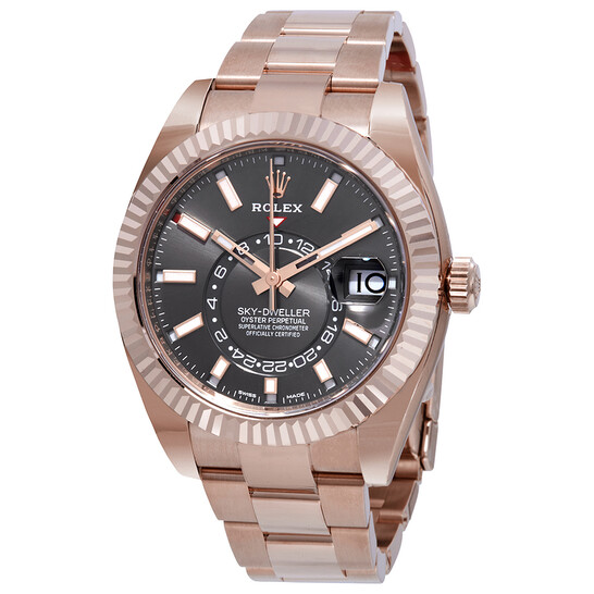 Rolex Pre-owned Rolex Sky Dweller GMT Automatic Dark Rhodium Dial Men's ...