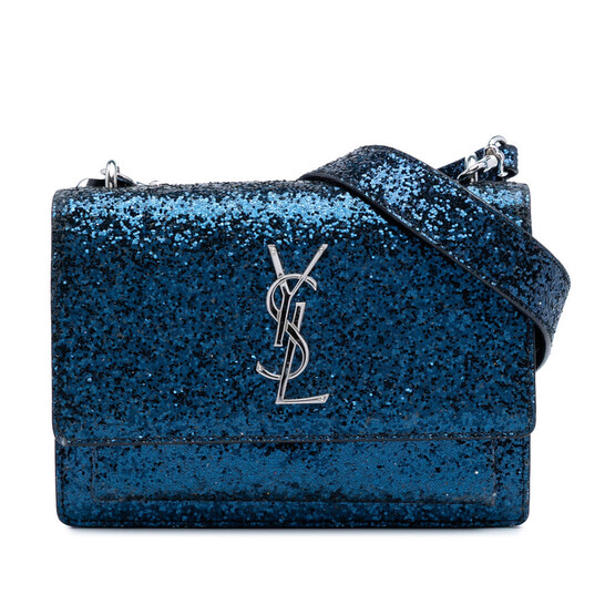 Saint Laurent Pre-owned Saint Laurent Small Glittered Leather Monogram ...