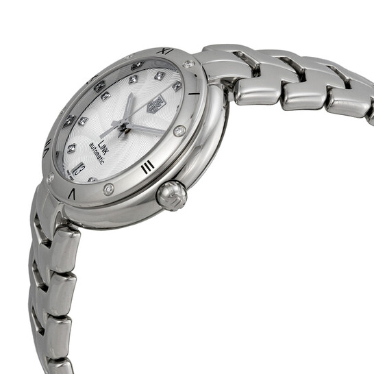 Tag Heuer Pre-owned Tag Heuer Link Diamond Silver guilloche Dial Ladies ...