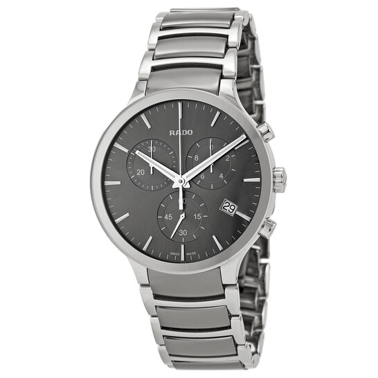 Rado Centrix Chronograph Dark Grey Dial Platinum-tone Ceramic Men's ...