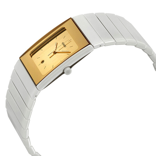 Rado Ceramica Gold Dial White Ceramic Ladies Watch R21709252 ...