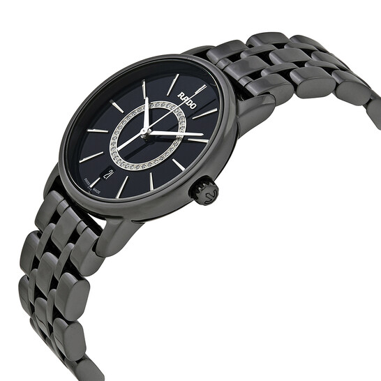 Rado DiaMaster Black Diamond Dial Black Ceramic Ladies Watch R14063737 ...
