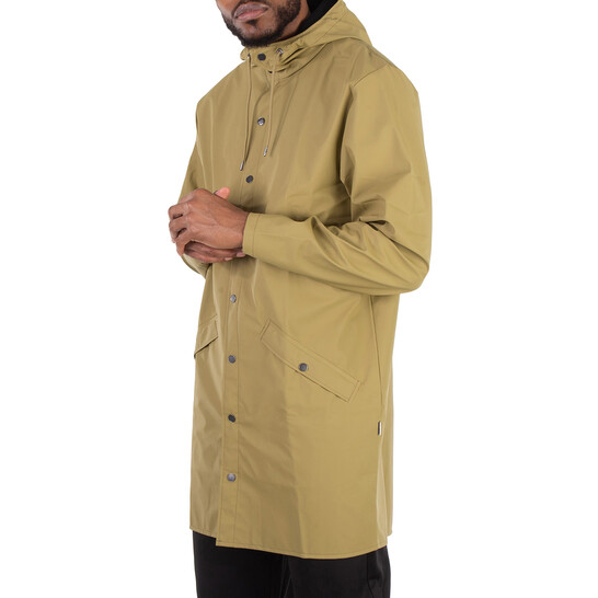 Rains Khaki Lightweight Waterproof Long Jacket, Size X-Small 1202044 ...