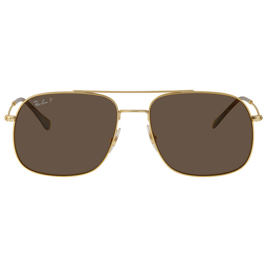 Ray-Ban Andrea Polarized Dark Brown Navigator Unisex Sunglasses RB3595 ...