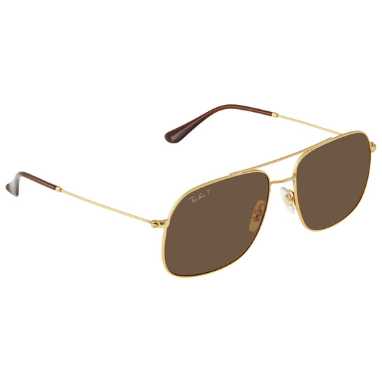 Ray-Ban Andrea Polarized Dark Brown Navigator Unisex Sunglasses RB3595 ...