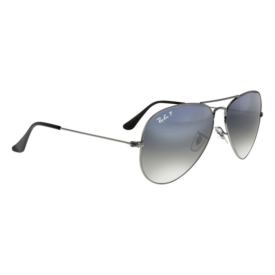 Ray-Ban Aviator Gradient Polarized Blue/Grey Unisex Sunglasses RB3025 004/78 58 805289467052 ...