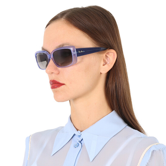 Ray-Ban Blue Gradient Polarized Square Ladies Sunglasses RB4389-664578 ...
