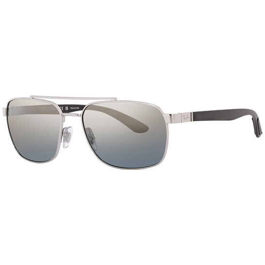 Ray-Ban Blue Mirrored Gold Gradient Polarized Rectangular Men's ...
