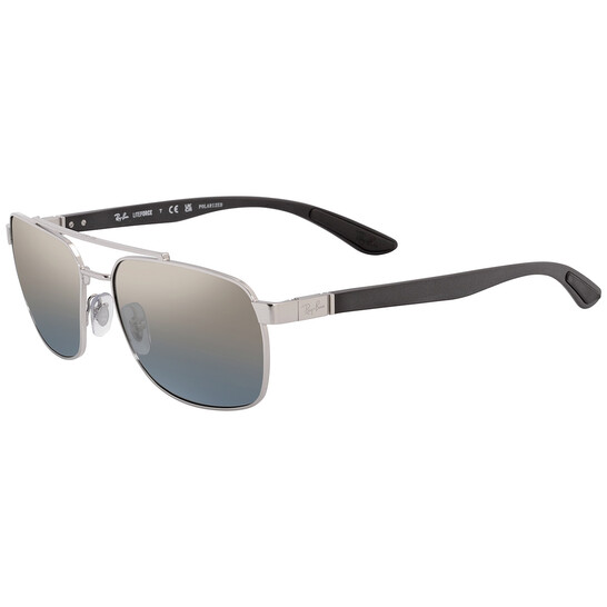 Ray-Ban Blue Mirrored Gold Gradient Polarized Rectangular Men's ...