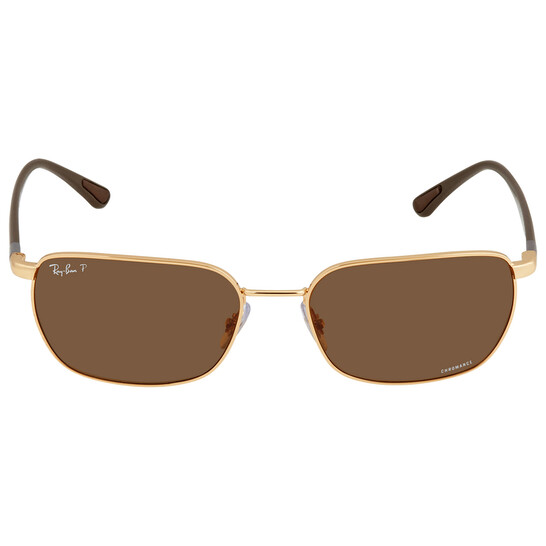 Ray-Ban Chromance Polarized Brown Rectangular Unisex Sunglasses ...