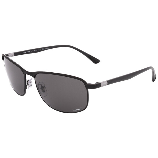 Ray-Ban Chromance Polarized Dark Gray Rectangular Unisex Sunglasses ...