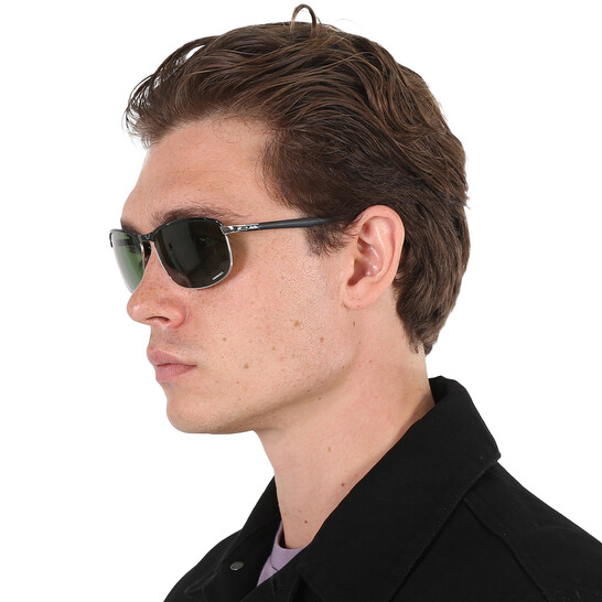 Ray-Ban Chromance Polarized Dark Green Rectangular Unisex Sunglasses ...