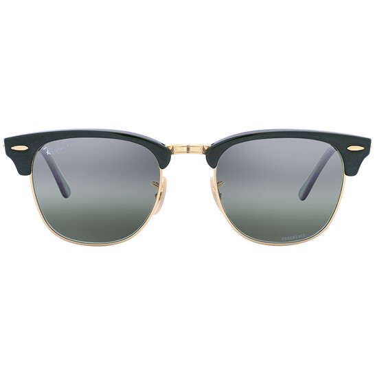 Ray-Ban Clubmaster Chromance Polarized Silver/Green Unisex Sunglasses ...