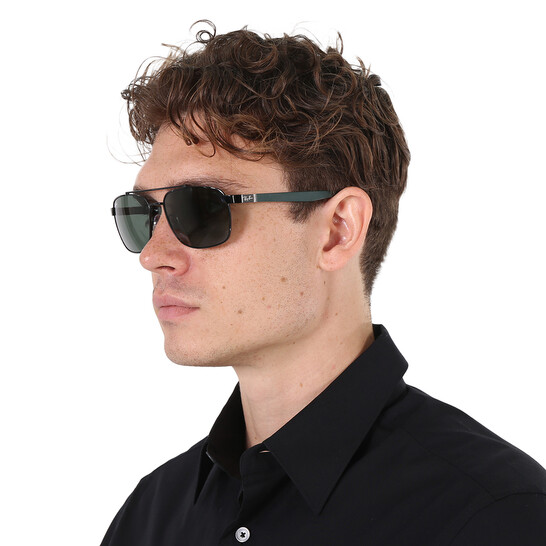 Ray-Ban Dark Green Rectangular Men's Sunglasses RB3701 002/71 59 ...