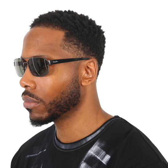 Ray-Ban Green Polarized Rectangular Men's Sunglasses RB3687 004/58 58 ...