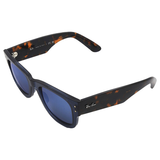 Ray-Ban Mega Wayfarer Blue Mirror Square Unisex Sunglasses RB0840S ...
