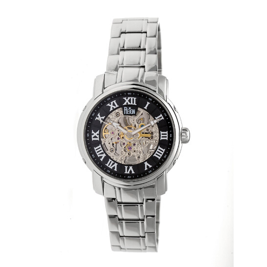 Reign Kahn Black Skeleton Roman Numeral Silver-tone Bracelet Men's ...