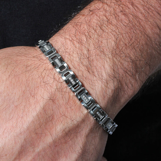 Robert Alton 1/4CTW Diamond Stainless Steel Bracelet TS15882 195091028108 - Jewelry, Mens ...