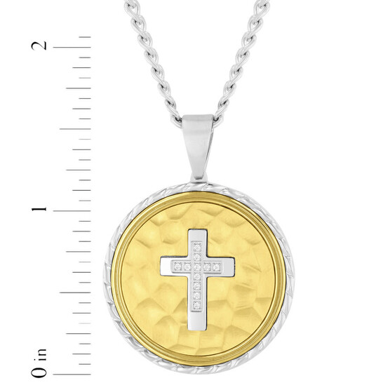 Robert Alton Diamond Accent Stainless Steel Yellow Finish Center ...