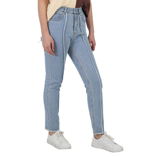 Rokh Ladies Frayed Slim Fit Jeans, Brand Size 36 (US Size 4) R1CA24-CT ...