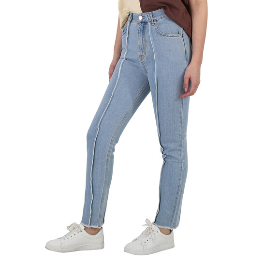 Rokh Ladies Frayed Slim Fit Jeans, Brand Size 36 (US Size 4) R1CA24-CT ...