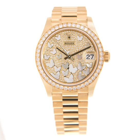 Rolex Datejust 31 Mother of Pearl Butterfly Diamond Dial Ladies ...