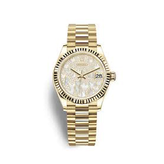 Rolex Datejust 31 Mother of Pearl Butterfly Diamond Pave Ladies 18kt ...