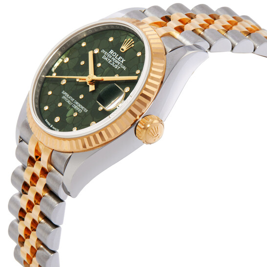 Rolex Datejust 31 Olive Green Floral Motif Automatic Ladies Jubilee ...